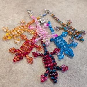 Single Color Handmade Glass Bead Lizard Keychain Bag Charm - Etsy