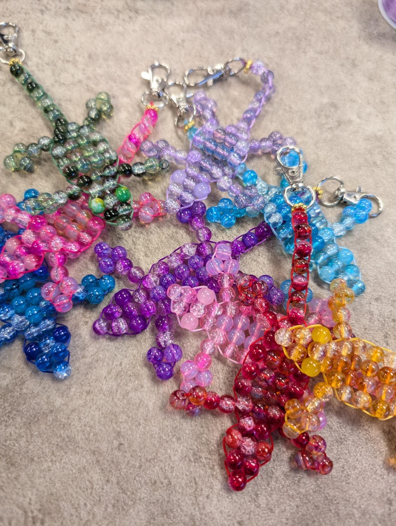 Single Color Handmade Glass Bead Lizard Keychain Bag Charm - Etsy