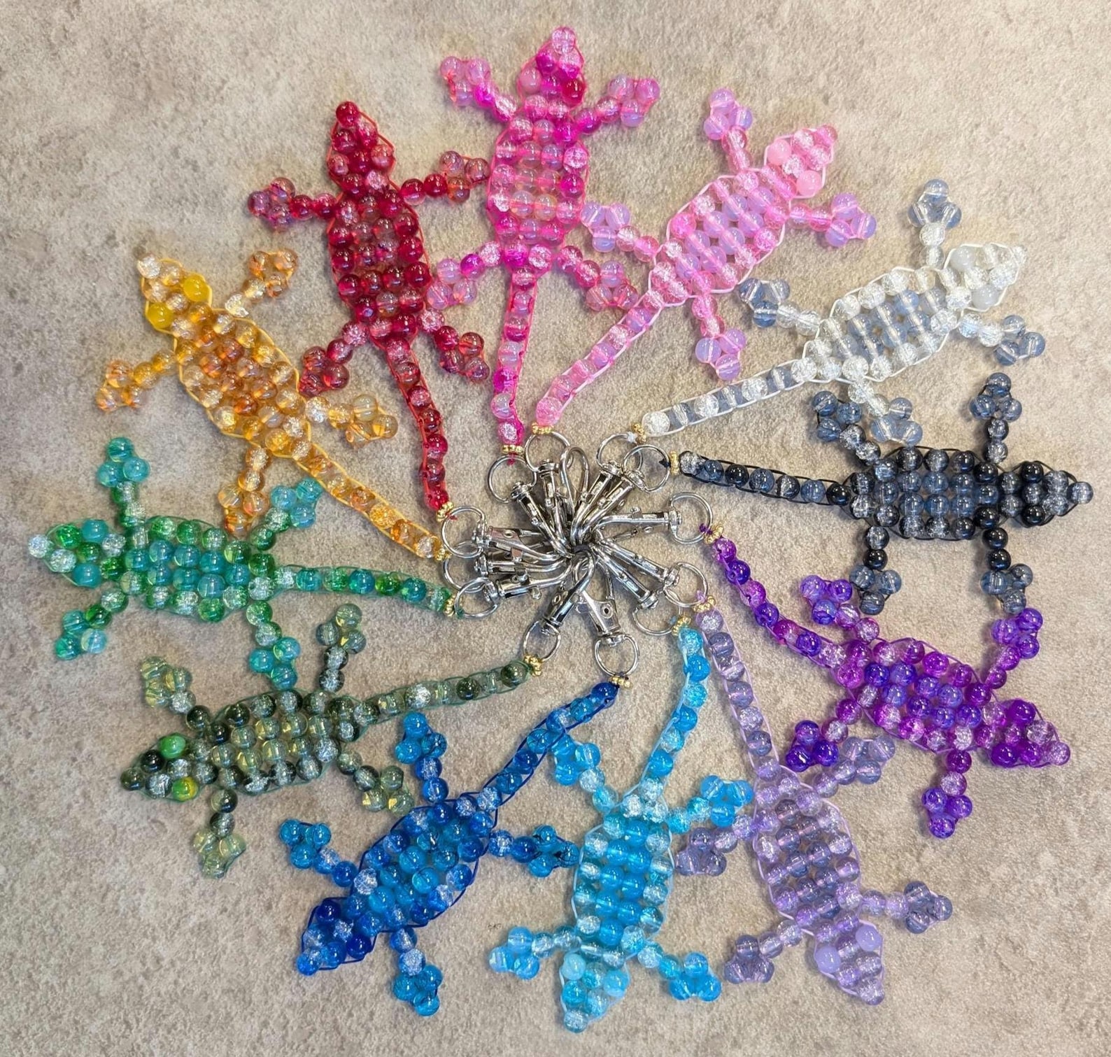 Single Color Handmade Glass Bead Lizard Keychain Bag Charm - Etsy