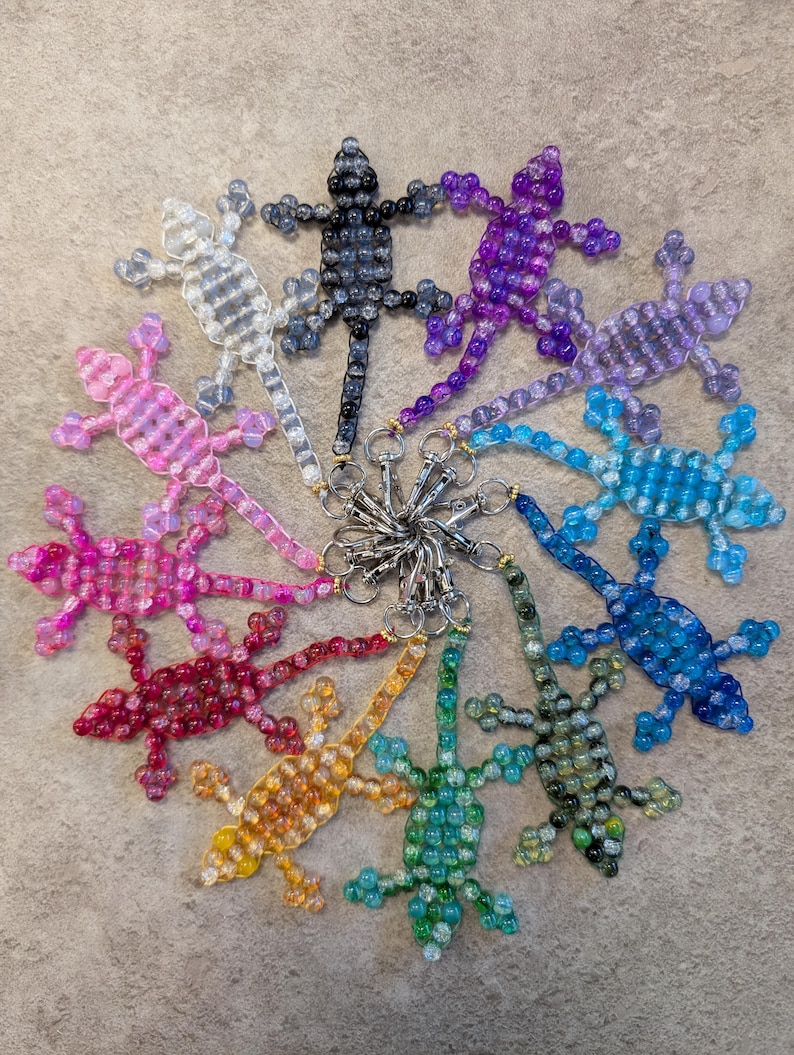 Single Color Handmade Glass Bead Lizard Keychain Bag Charm - Etsy