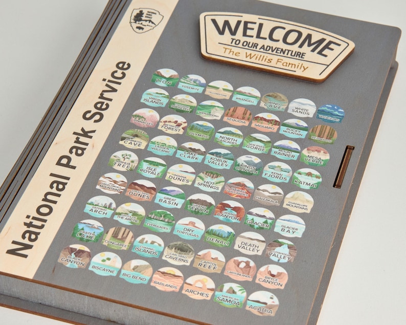 Handmade US National Park Map Organizer Box: Wooden Souvenir Storage ...