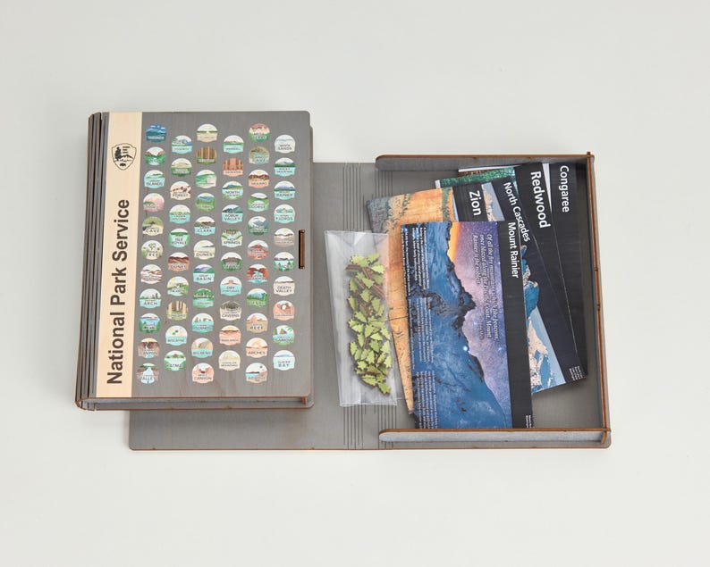 Handmade US National Park Map & Brochure Wooden Organizer Box - Etsy