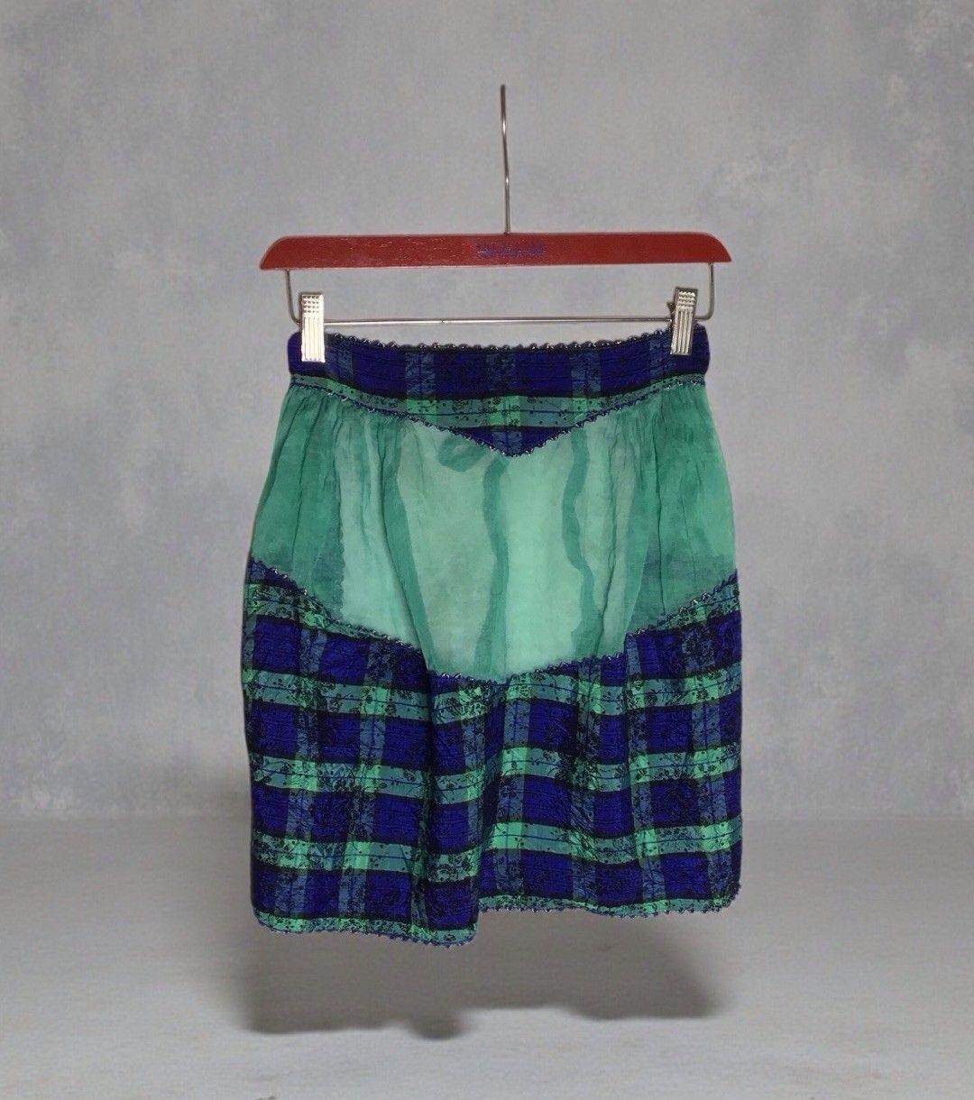 Vintage 1950s Apron,drk Mint Green W/blue &black Plaid W/silver Trim ...