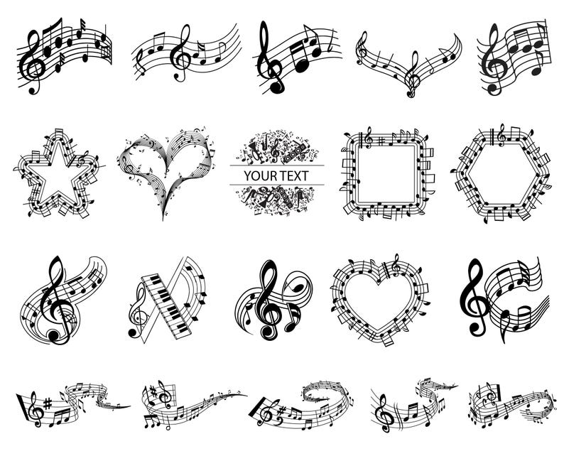Music Notes SVG Bundle: Musical Clipart, Vector Graphics (digital ...