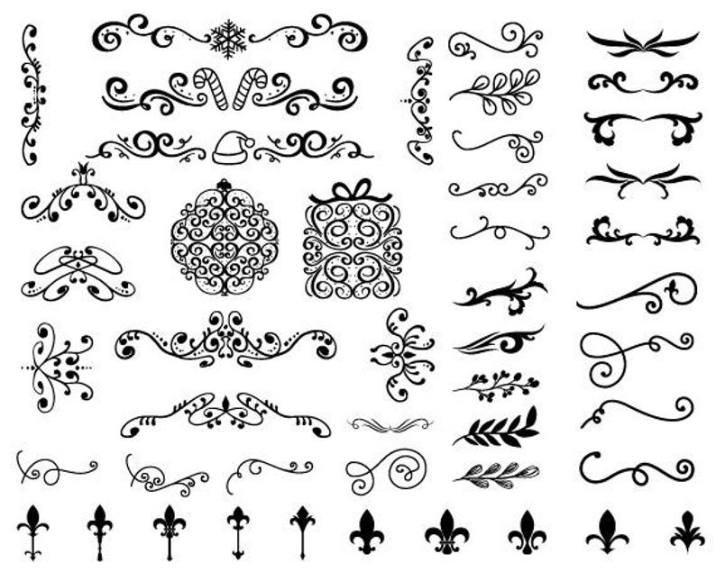 Decorative Art SVG Bundle: Swirls, Flourishes, and Text Dividers ...