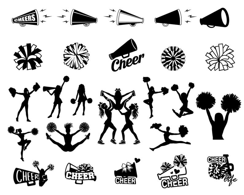 Cheerleader Svg Bundle, Cheerleader Clipart, Cheerleading Svg ...