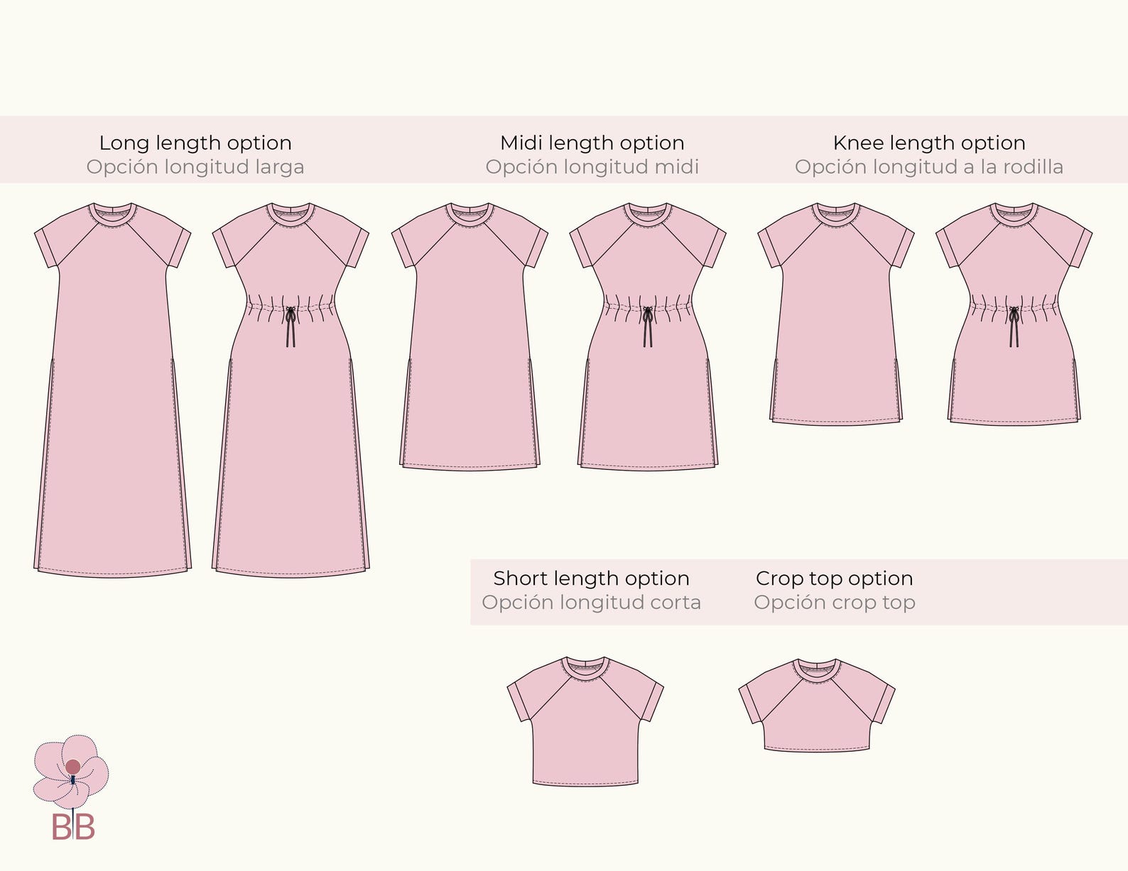 Willow Raglan Set PDF Sewing Pattern | 8-in-1 Tunic Top & Dress Pattern ...