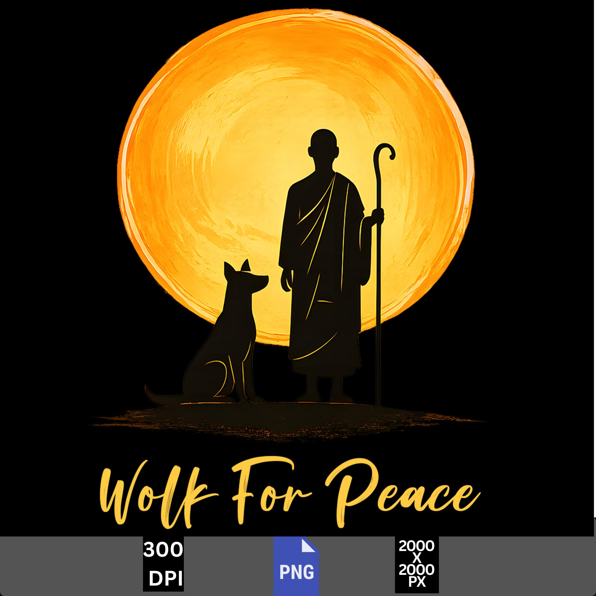 Peace Walking Png Monk & Dog Minimalist Zen Art Digital Download Zen ...