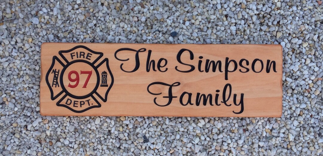 Last Name Sign, Camping Signs Wood, Firefighter Gift, Camp Sign With ...
