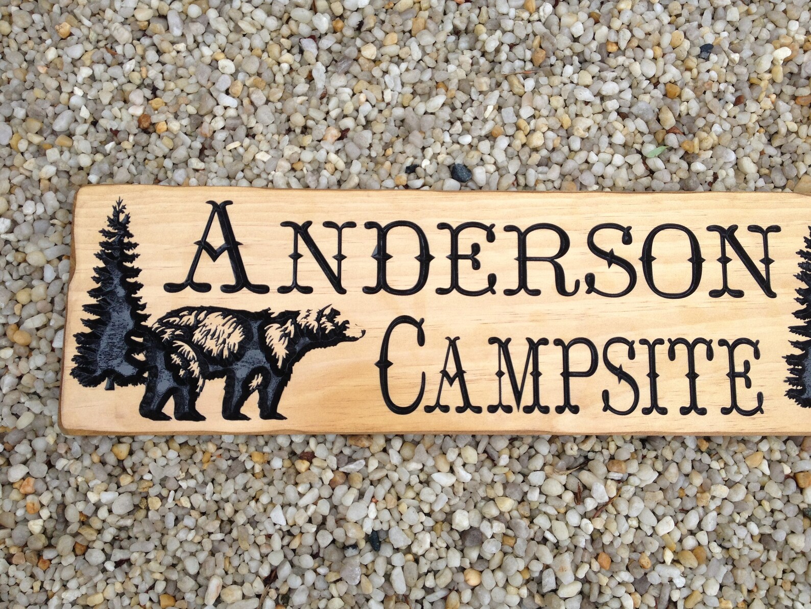 Custom Wood Campsite Signs Personalized With Last Name and Bear With ...