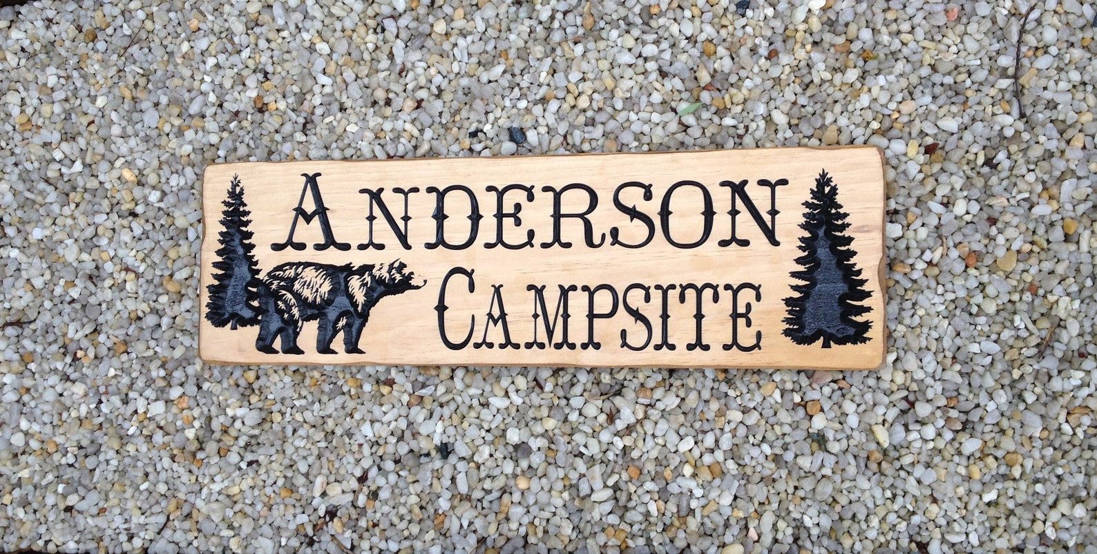Custom Wood Campsite Signs Personalized With Last Name and Bear With ...