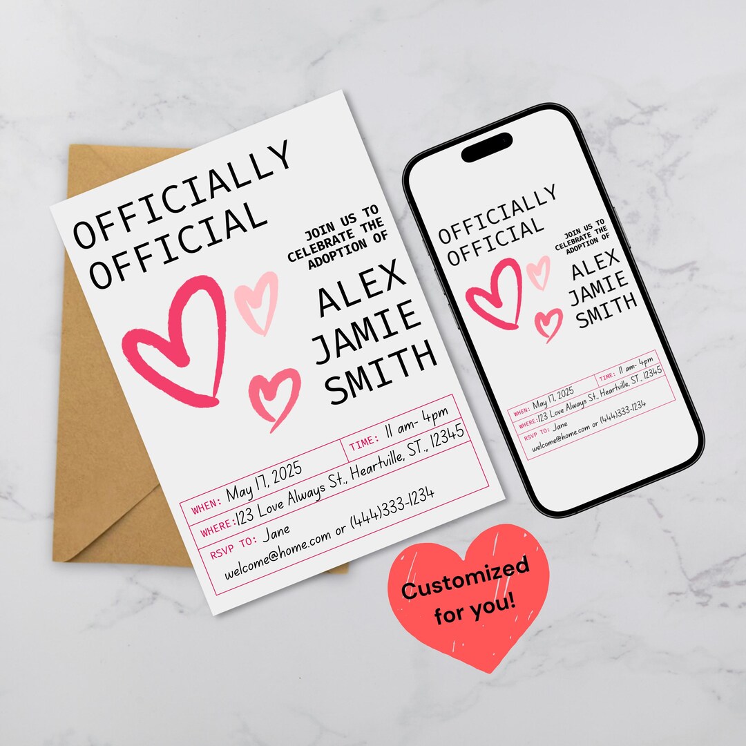 Adoption Party Invitation Customized Digital Download Printable ...