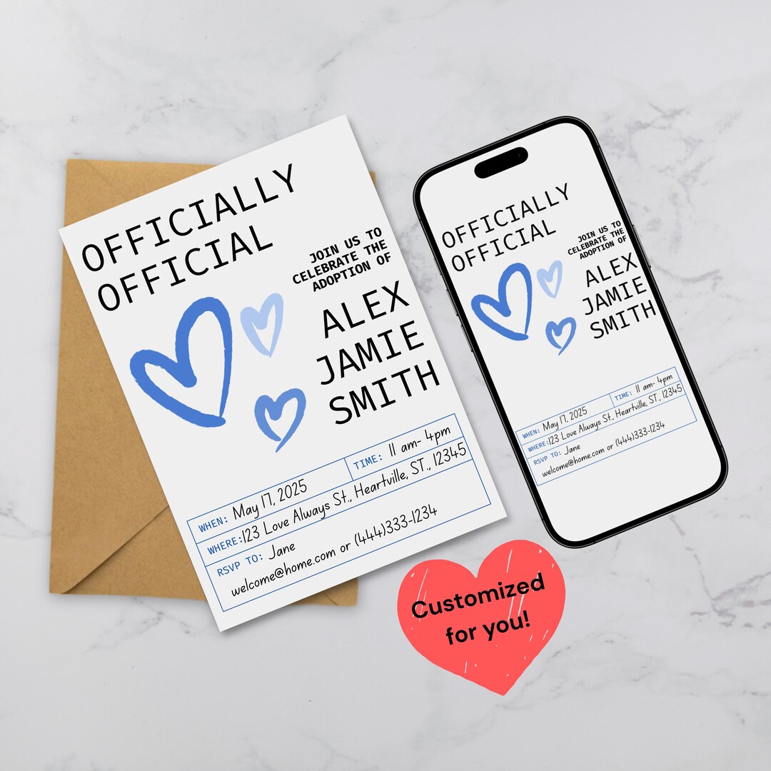 Adoption Party Invitation Customized Digital Download Printable ...