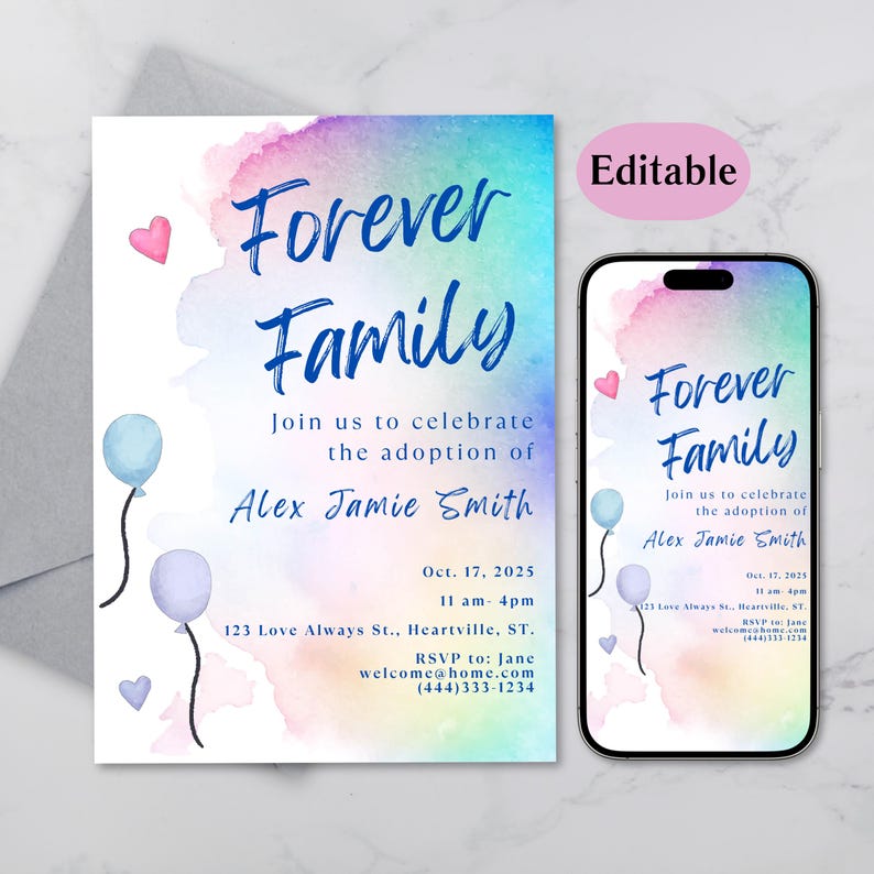 Adoption Party Invite Editable on Canva Template Gotcha Day Printable ...