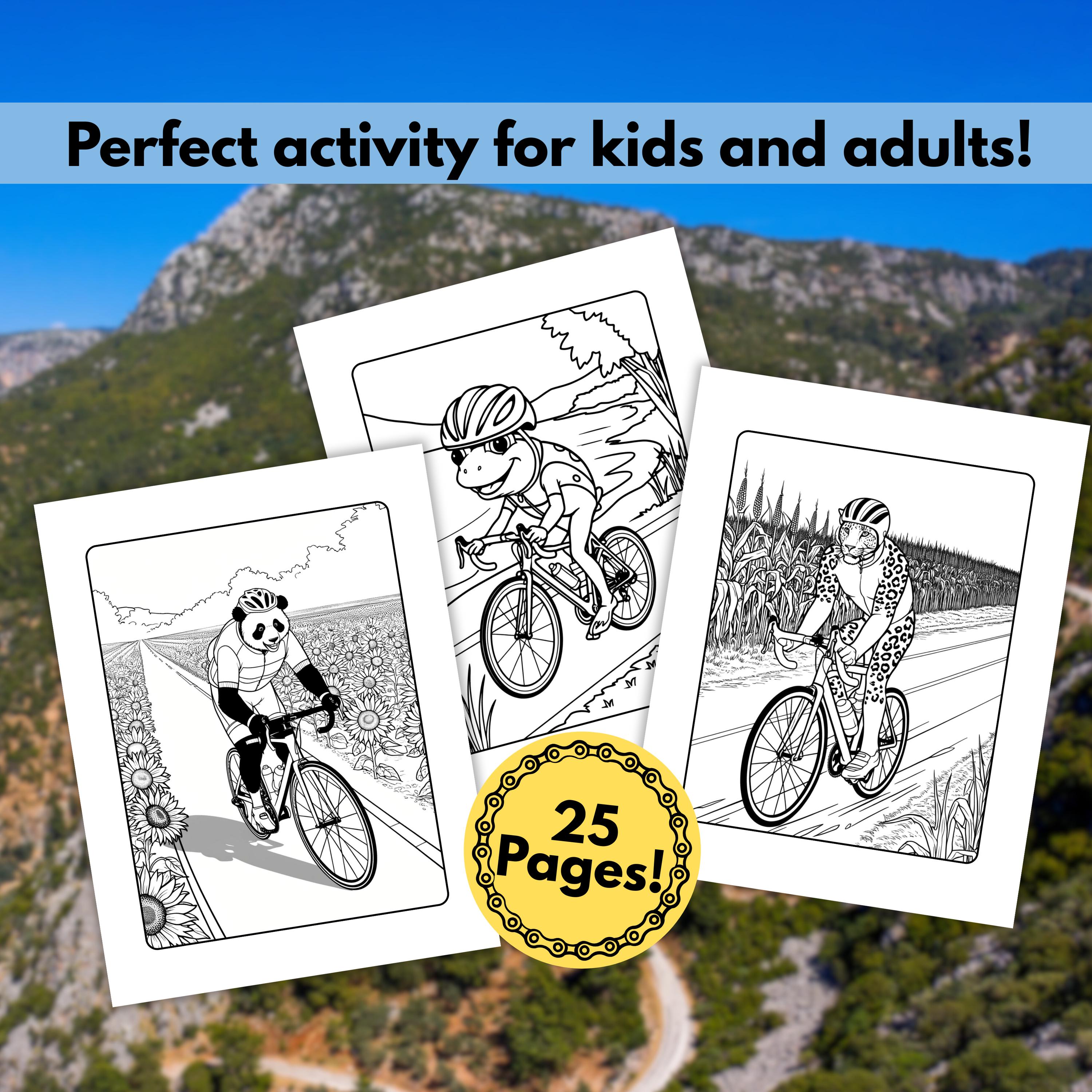 Bicycle Coloring Book Digital Download Road Bike Printable Activity for ...