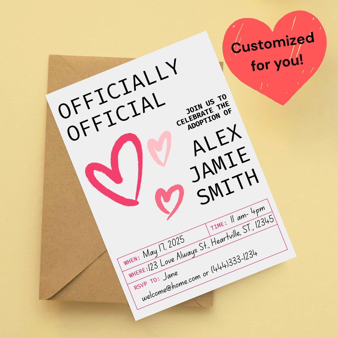 Adoption Party Invitation Fully Customized Digital Download Printable ...