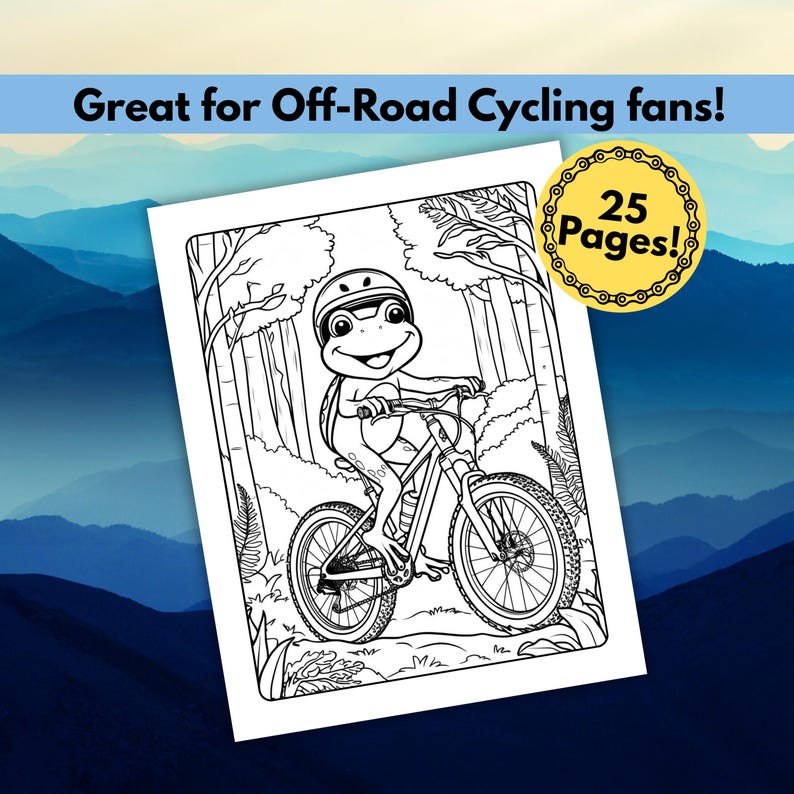 Mountain Bike Coloring Book: Animal Biker Designs (PDF Download) - Etsy ...