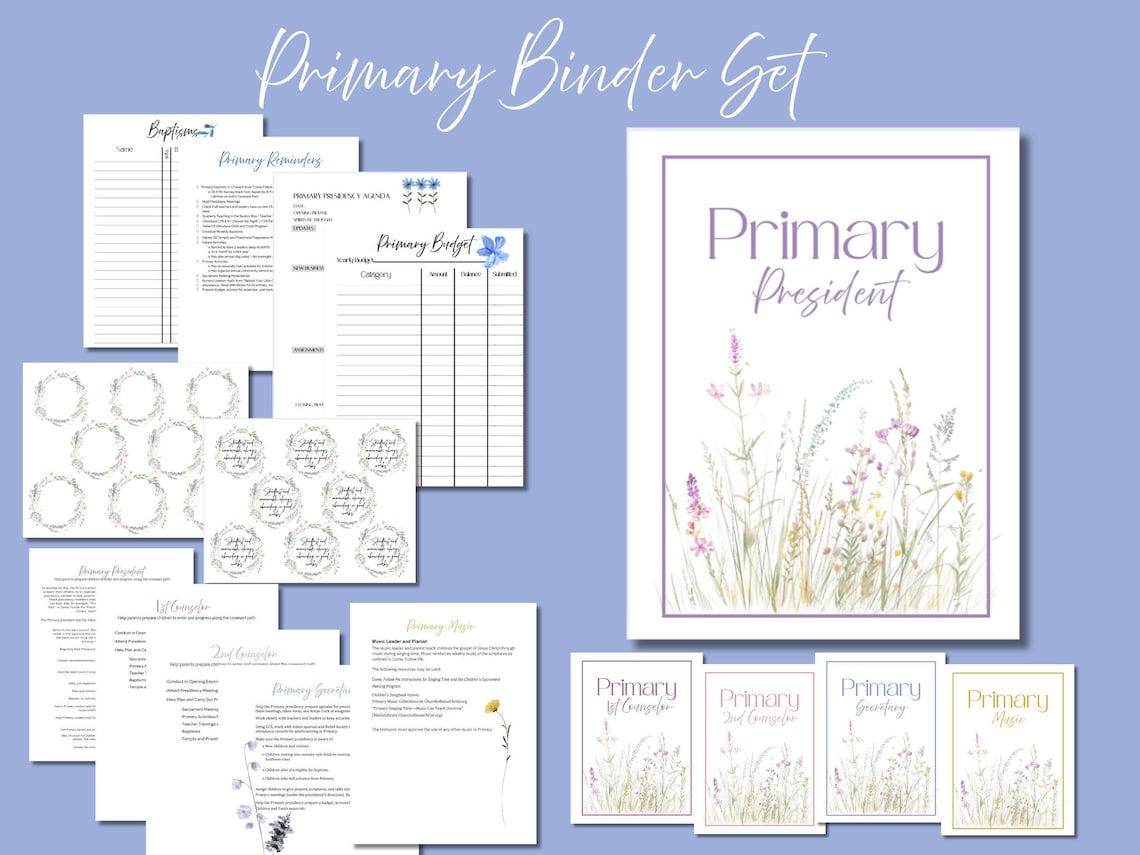 Wildflower Primary Binder Set: Editable Church Templates (canva Digital ...