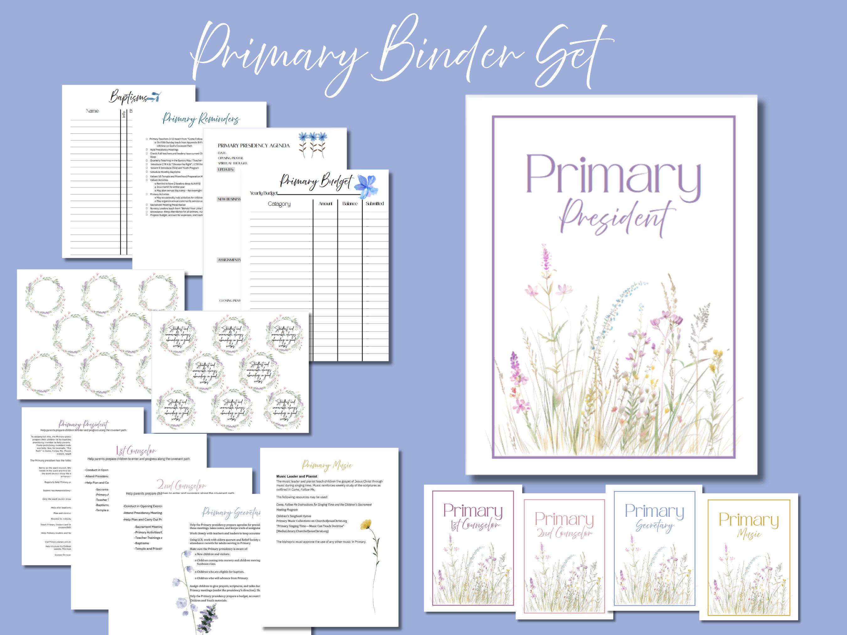 Wildflower Primary Binder Set: Editable Church Templates (canva Digital ...