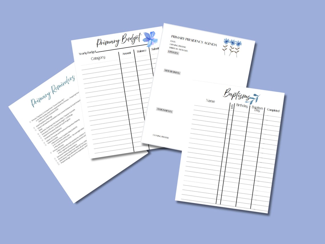 Wildflower Primary Binder Set: Editable Church Templates (canva Digital ...
