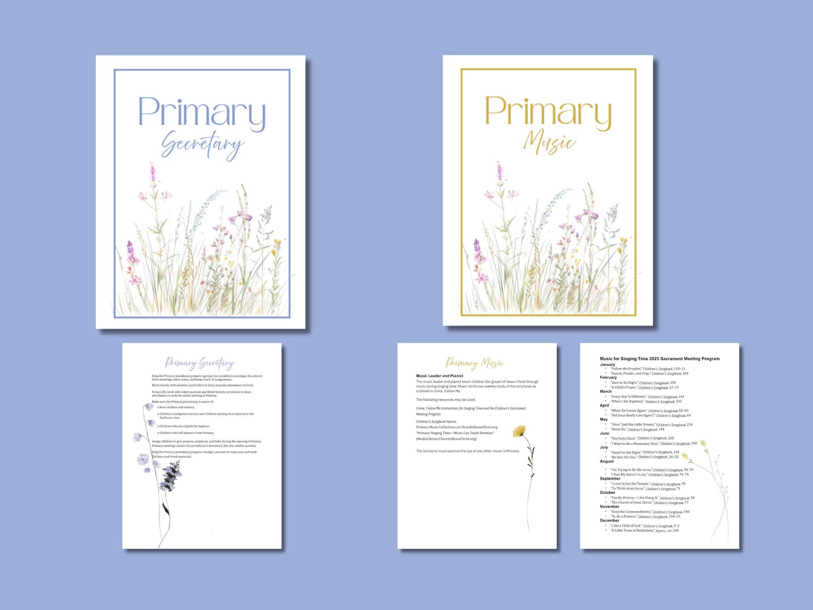 Wildflower Primary Binder Set: Editable Church Templates (canva Digital ...