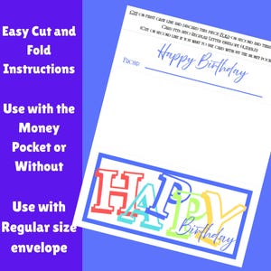Printable Happy Birthday Money Card: Quick Gift (digital Download) - Etsy
