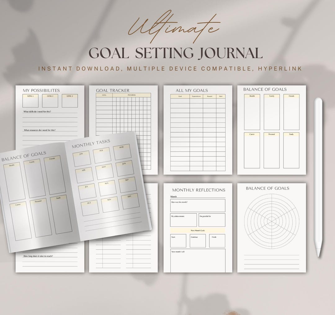 Goal Setting Planner | Digital Productivity & Success Journal | SMART ...