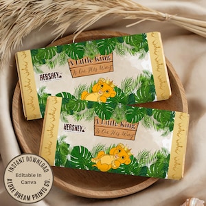 Editable A Little King is on the Way Hershey Bar Wrapper - Safari Baby ...