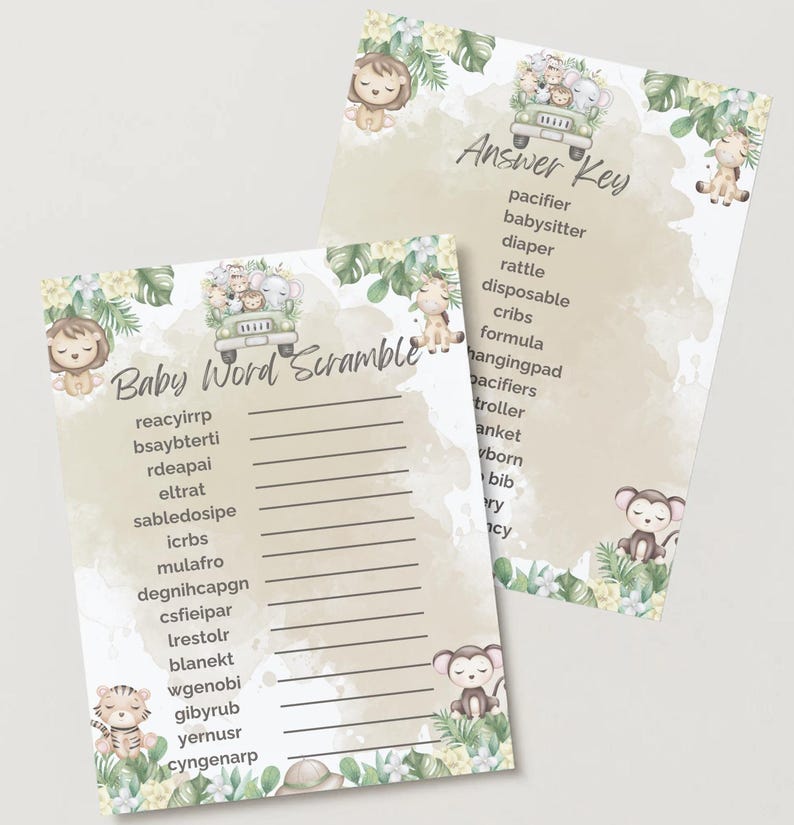 Safari Baby Shower Game Bundle - A Little Wild One is on the Way ...