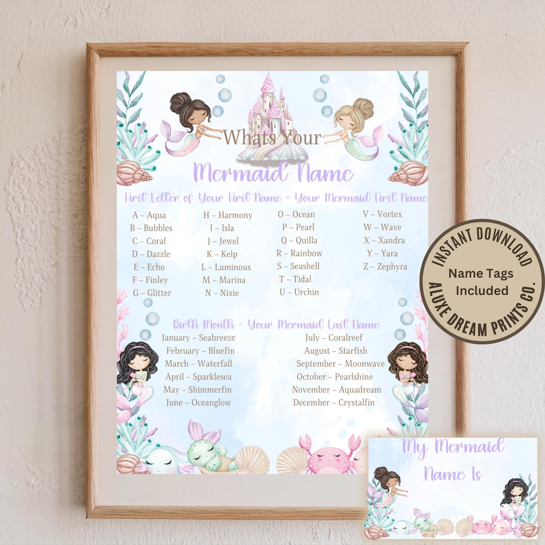 What’s Your Mermaid Name Game Printable | Watercolor Under the Sea ...