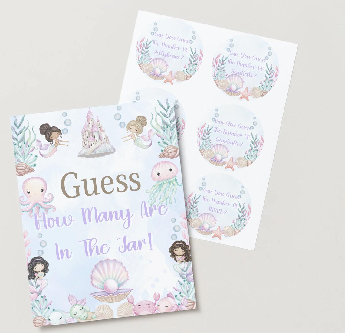 Mermaid Guess the Number Game Printable | Under the Sea Party Tags ...
