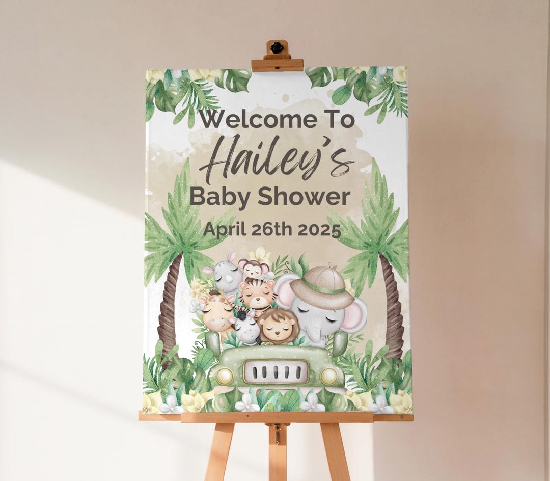 Editable Safari Baby Shower Welcome Sign - A Little Wild One is on the ...