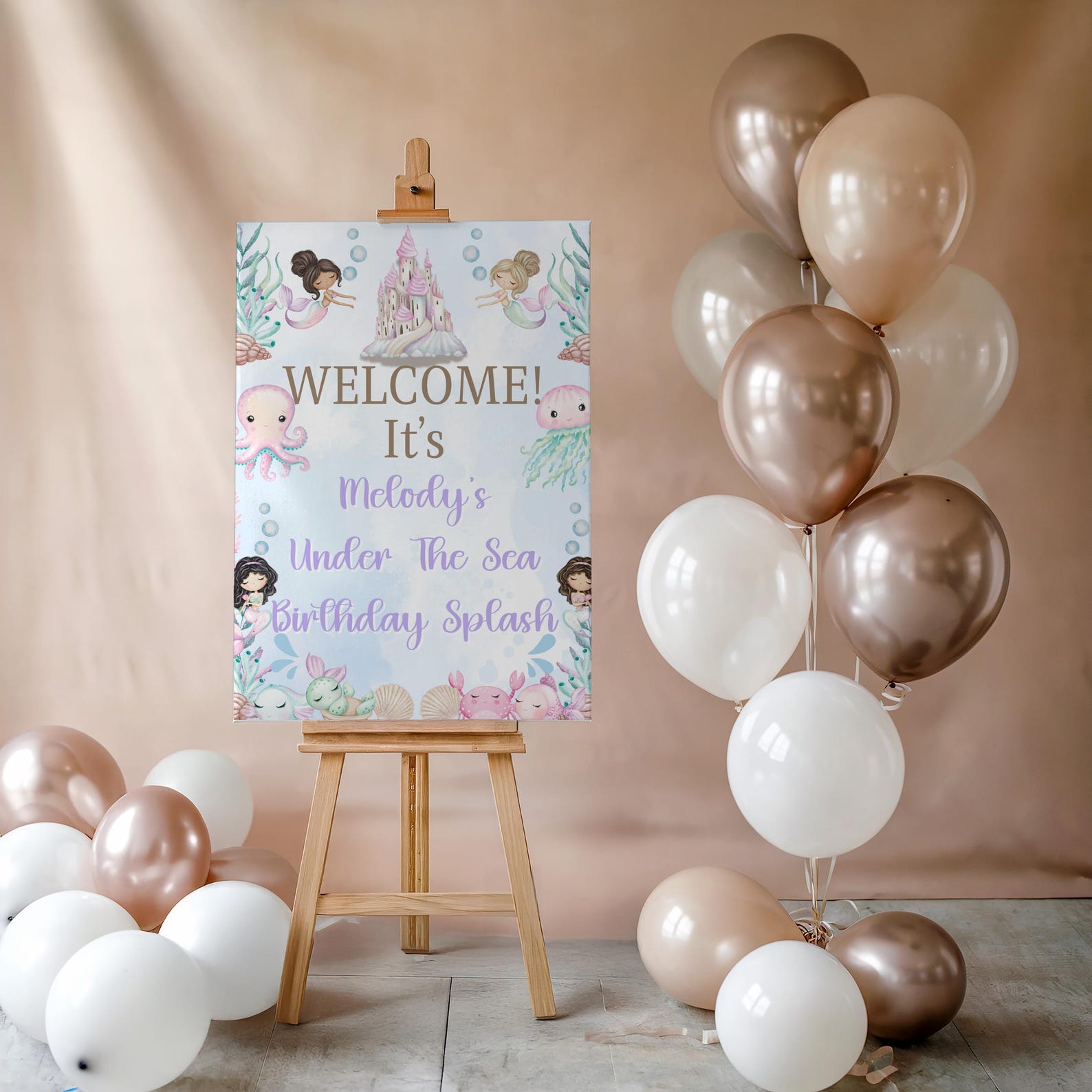Mermaid Welcome Sign Printable | Under the Sea Birthday Party Sign ...
