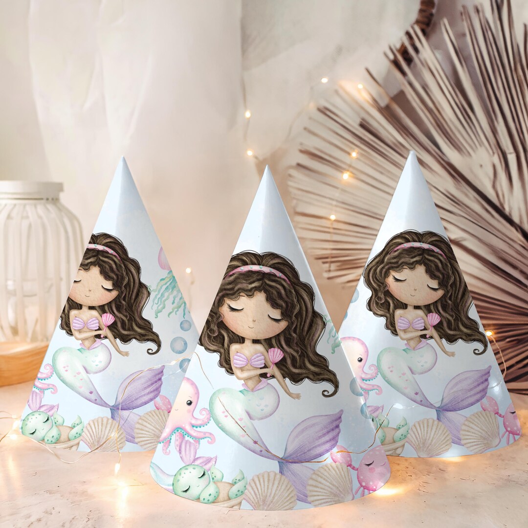 Mermaid Party Hat Printable | Watercolor Under the Sea Birthday Hat ...