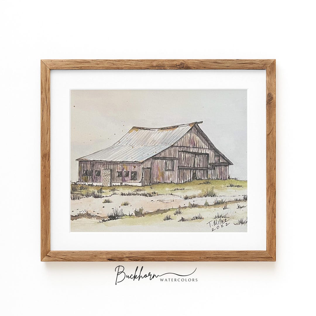 Rustic Barn Watercolor Poster: Farmhouse Wall Art Print - Etsy