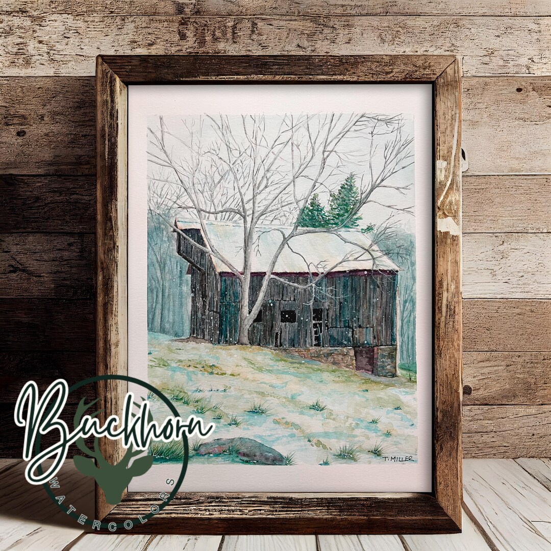 Rustic Watercolor Barn Posters | Farmhouse Art, Nature Decor, Wall ...