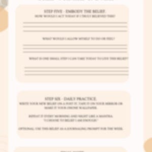Self-acceptance Worksheet | Printable Guide to Transform Limiting ...