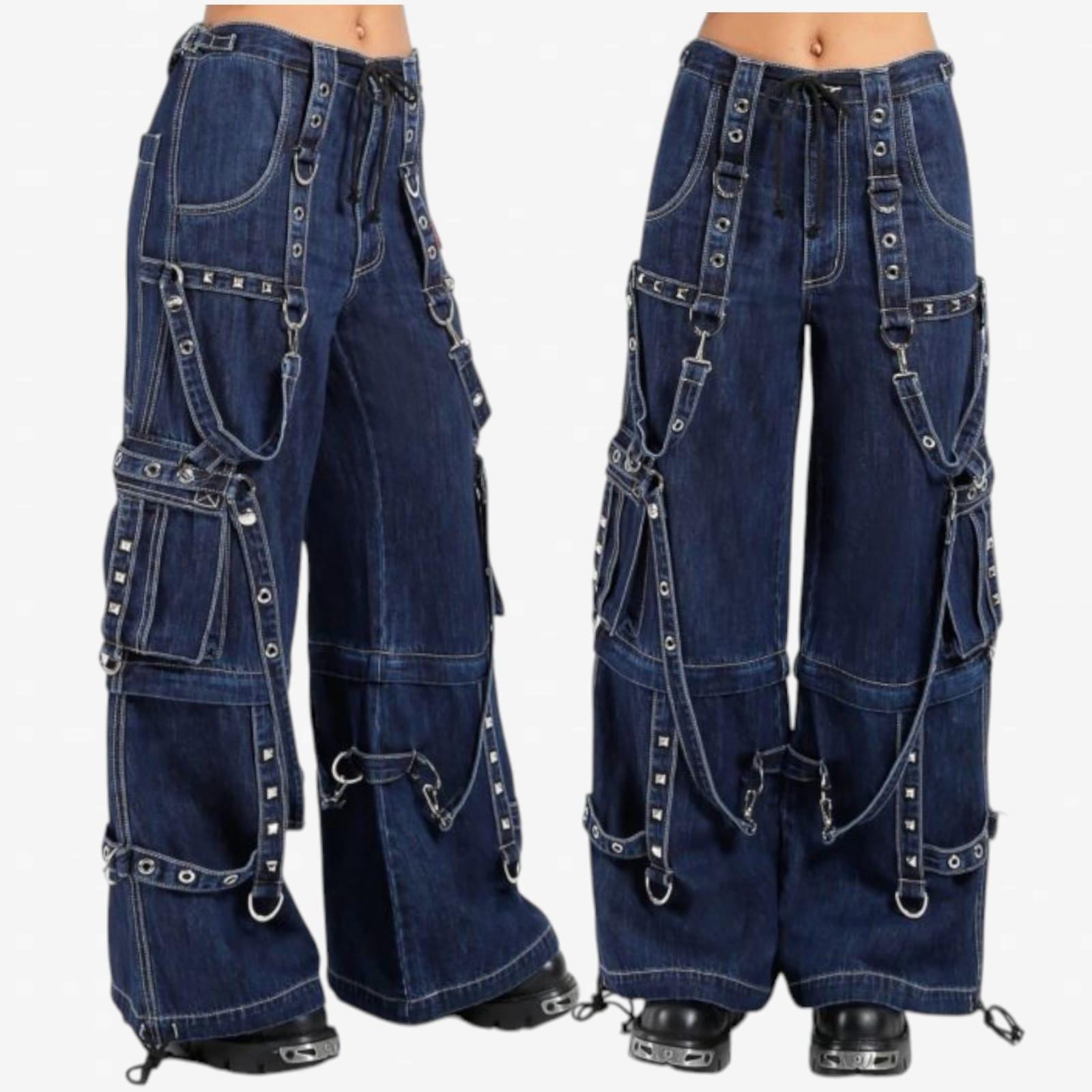 Men's & Women Customized Gothic Punk Blue Jeans Denim Pant | Wide Legs ...