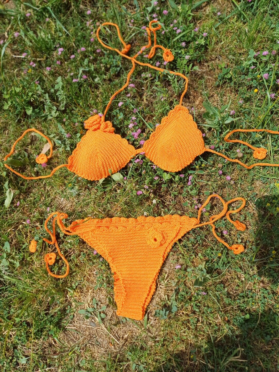 Custom Color Crochet Bikini – Handmade Swimwear With Flower Details ...