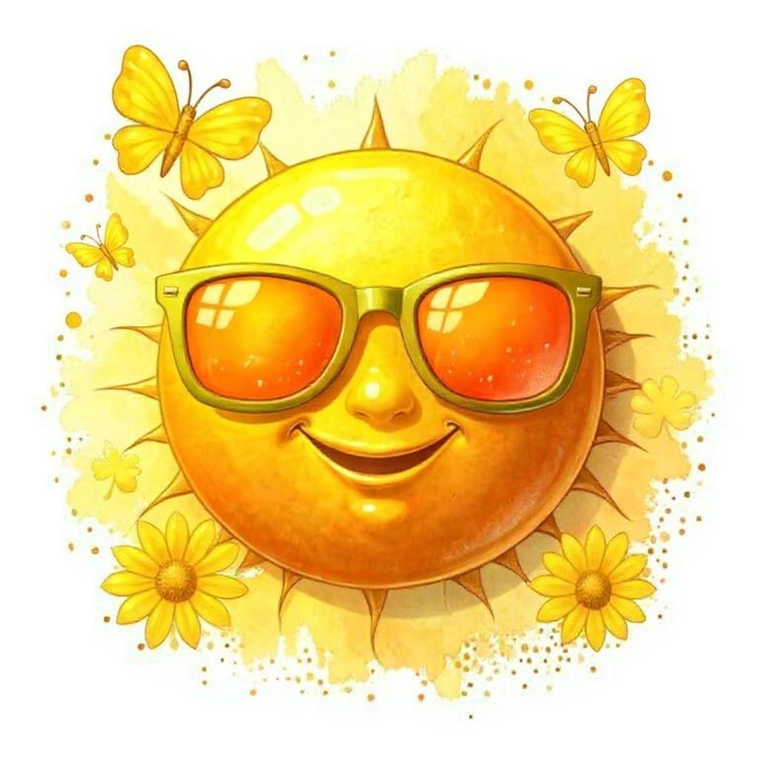 Smiling Summer Sun PNG – Cute Sunshine Sublimation Design for T-shirts ...