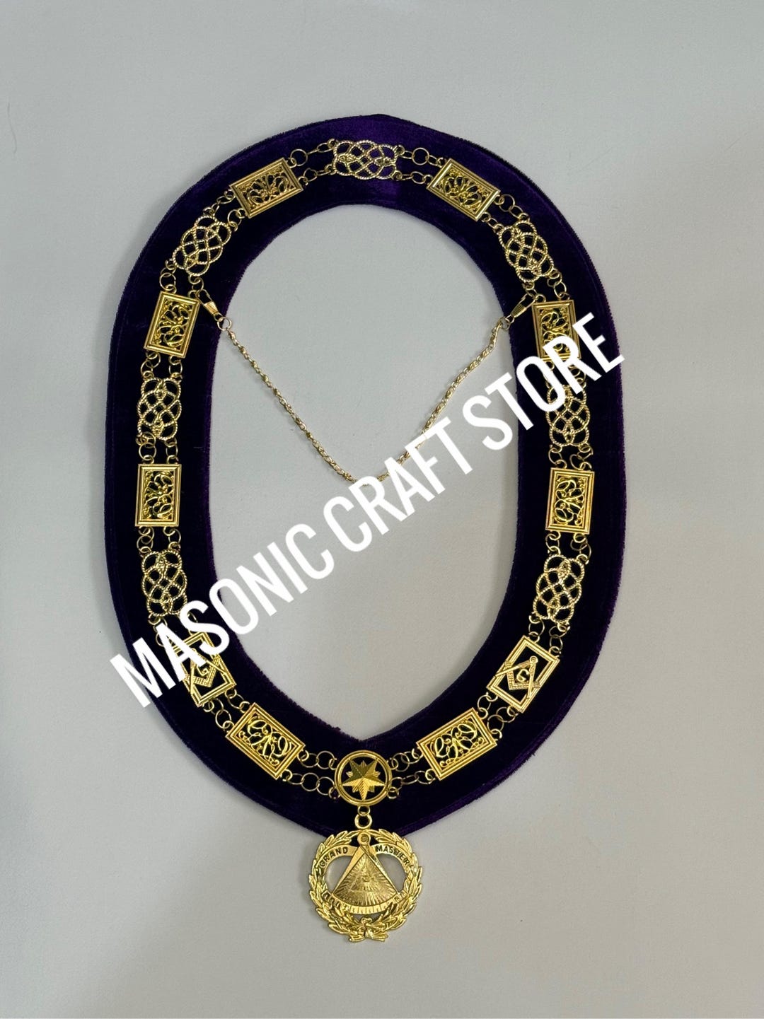 Masonic Grand Lodge Metal Chain Collar: Gold on Purple - Etsy