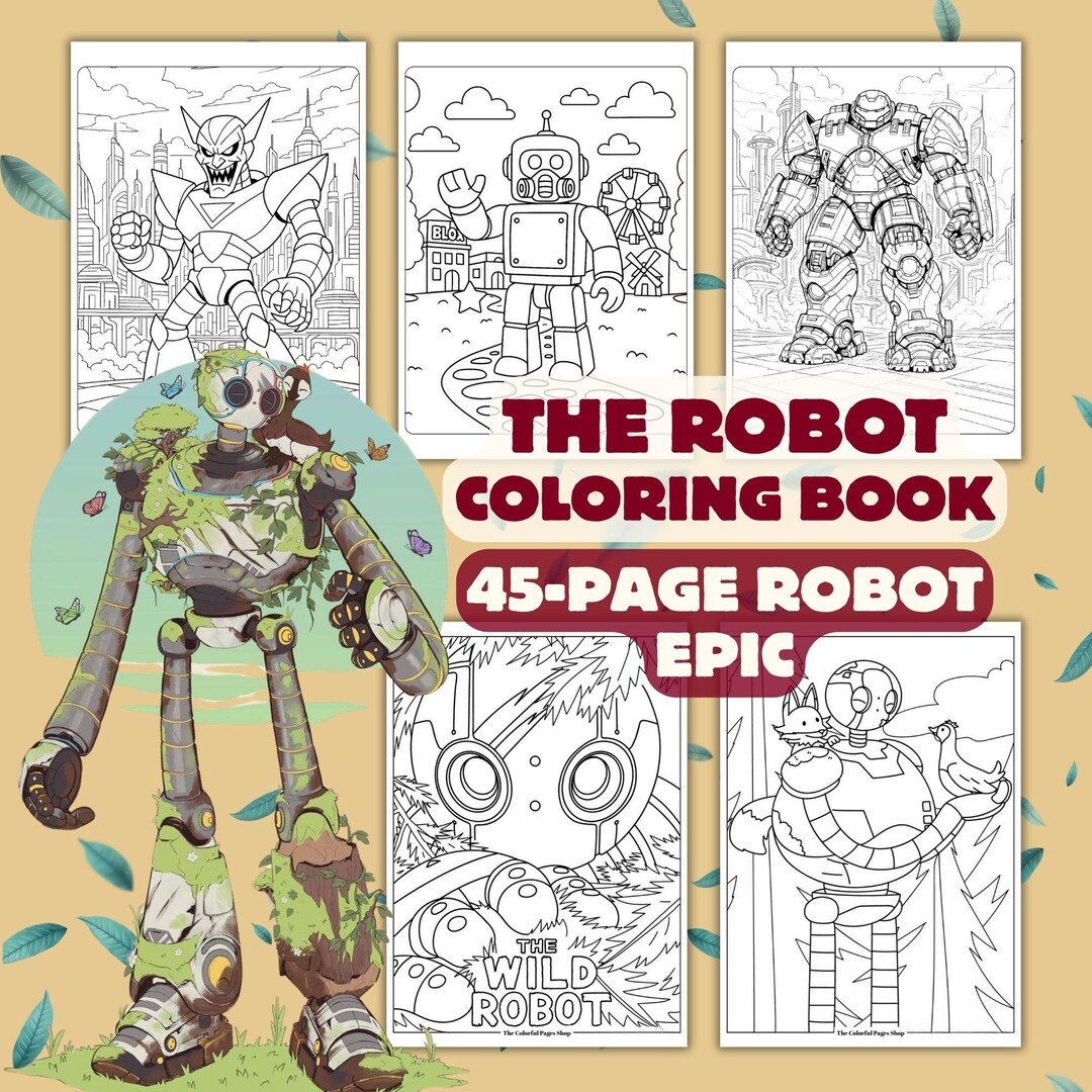 Robot Coloring Book for Kids – 45 Pages Printable Digital Download ...