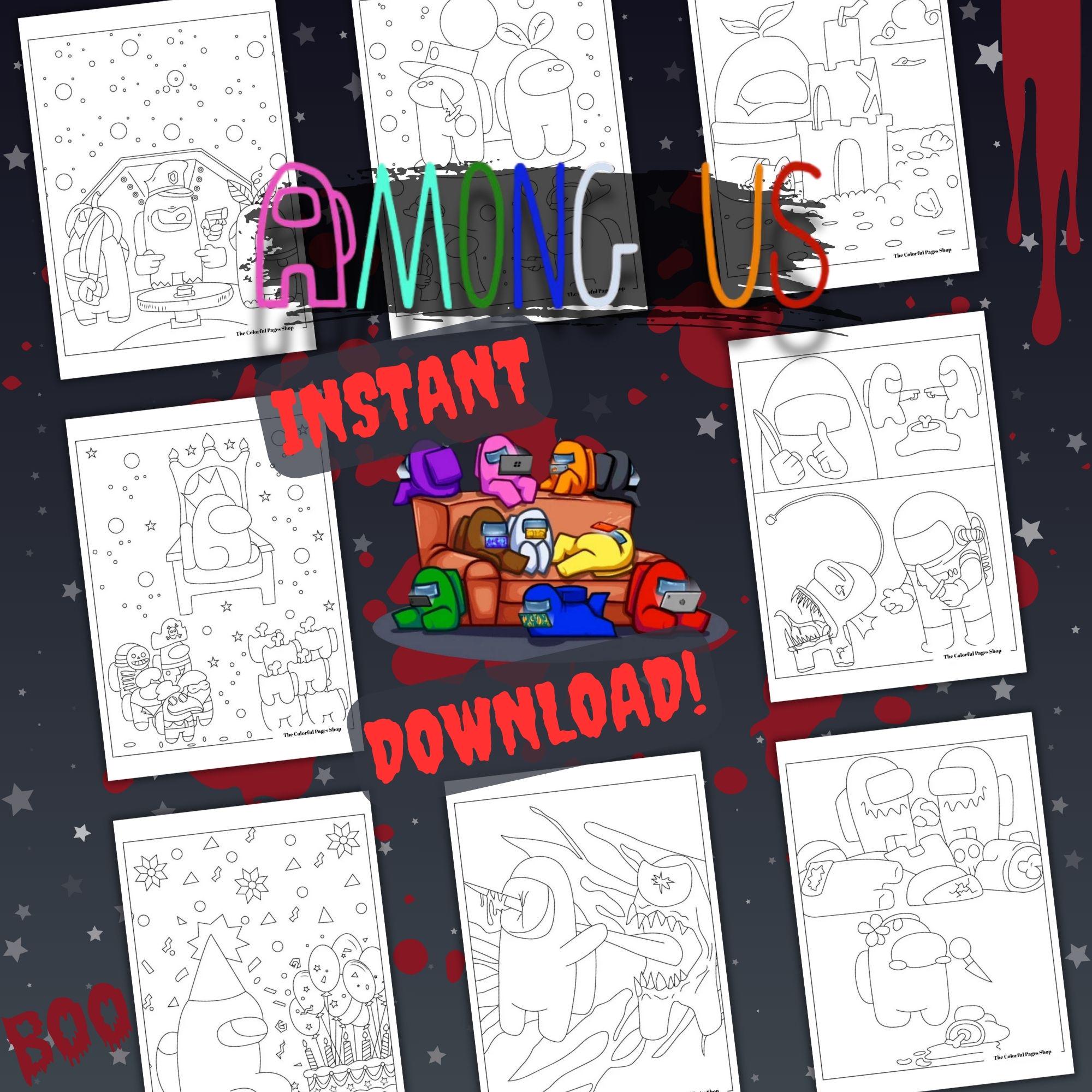 100 Page Among Us Inspired Coloring Book - Space Adventure Activity for ...