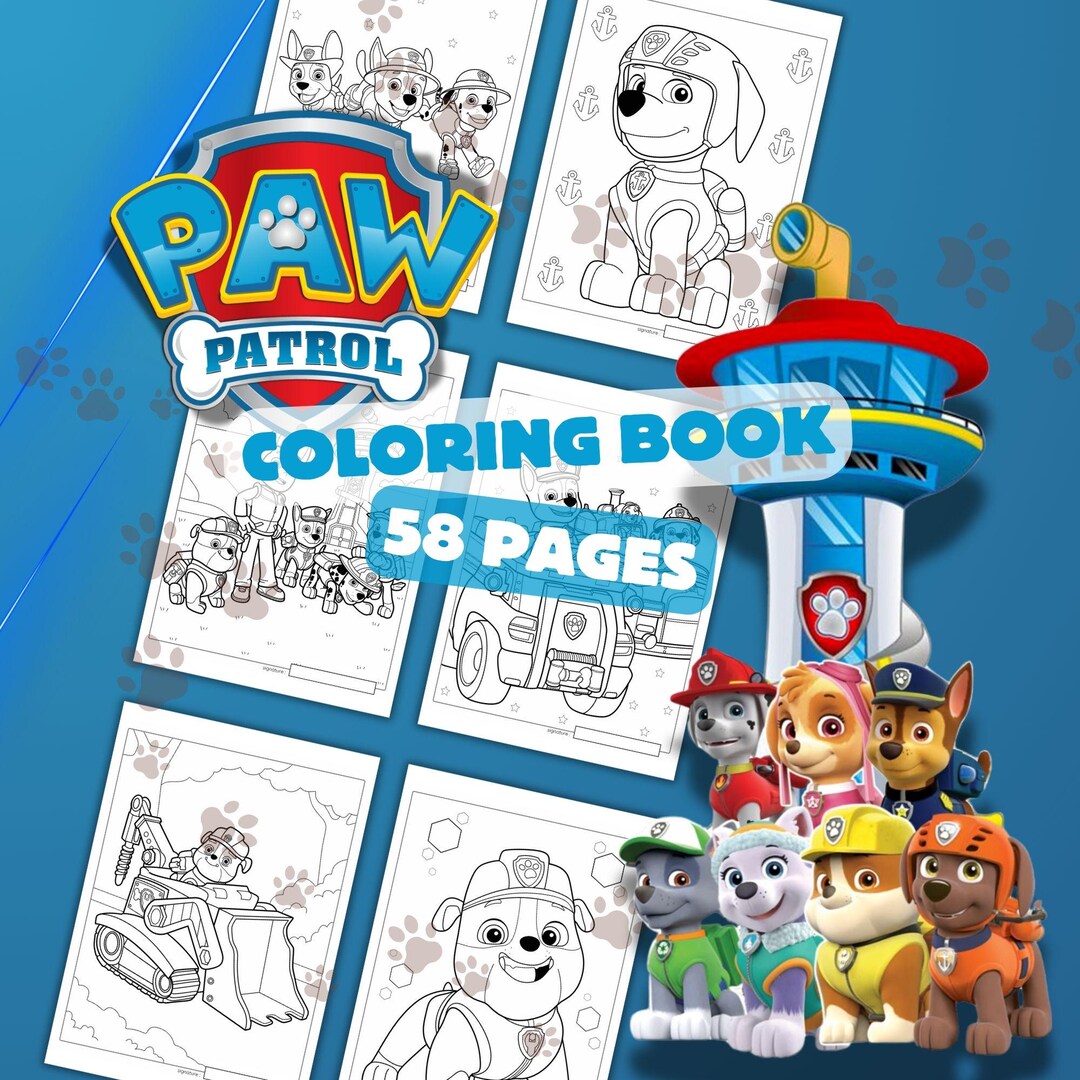58-page Printable Puppy Heroes Coloring Book for Kids – Adventure ...