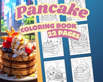 Pancake Coloring Pages for Kids PDF, Cute Breakfast Coloring Book ...