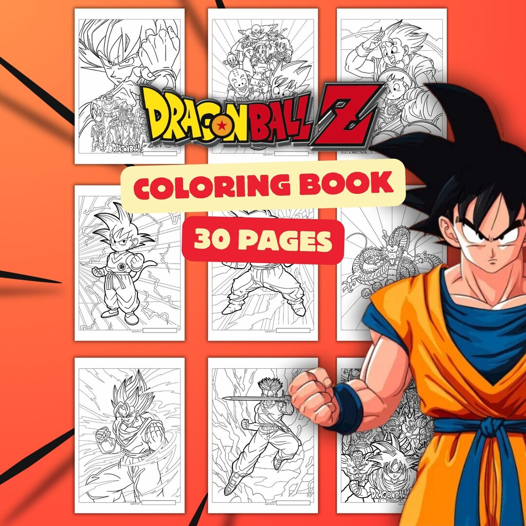Libro para colorear imprimible de Dragon Ball Z (30 páginas en PDF) para niños y adultos ...