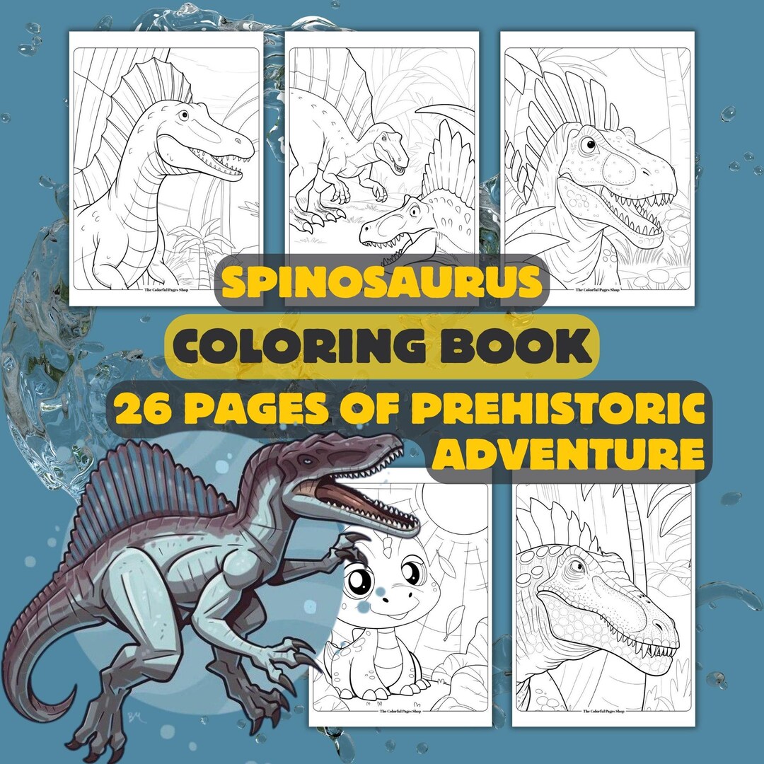 Spinosaurus Coloring Book | 26 Detailed Pages | A4 Printable PDF ...