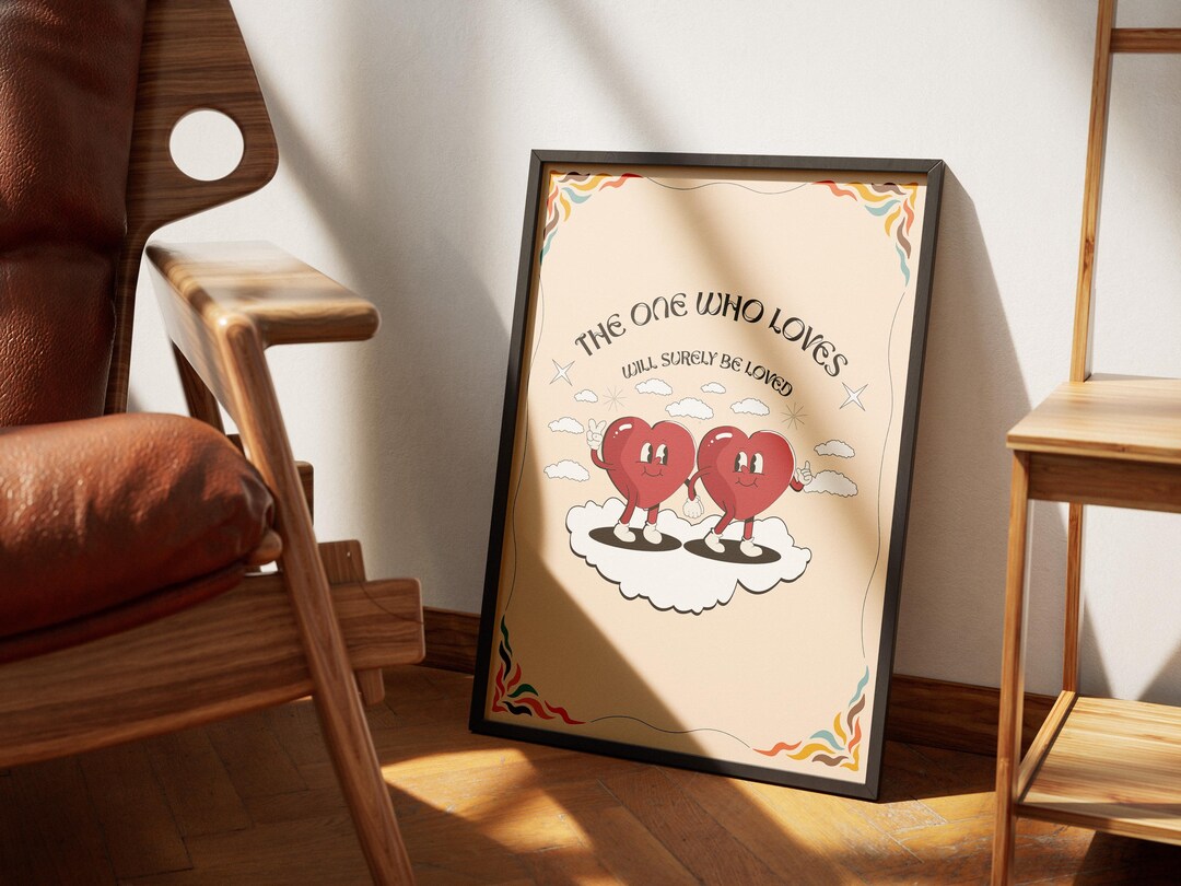 Retro Vintage Love Poster | Digital Download | Minimalist Romantic Wall ...
