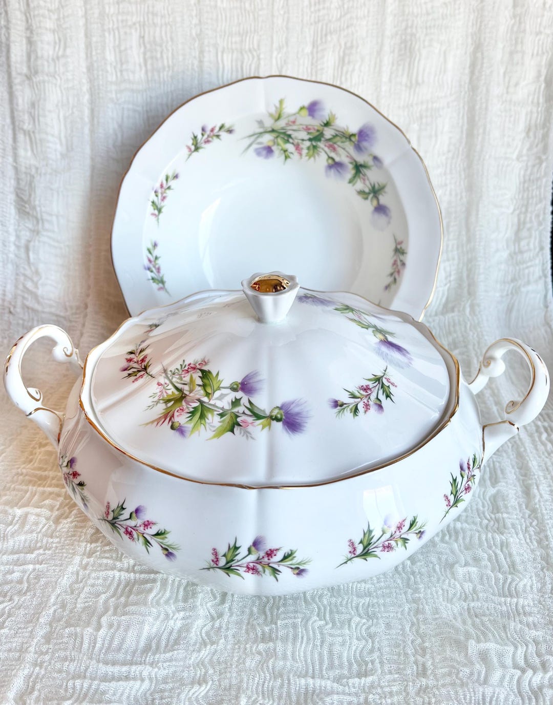 Vintage Tureen & Bowl Set, Vintage Bone China Floral Dinnerware ...