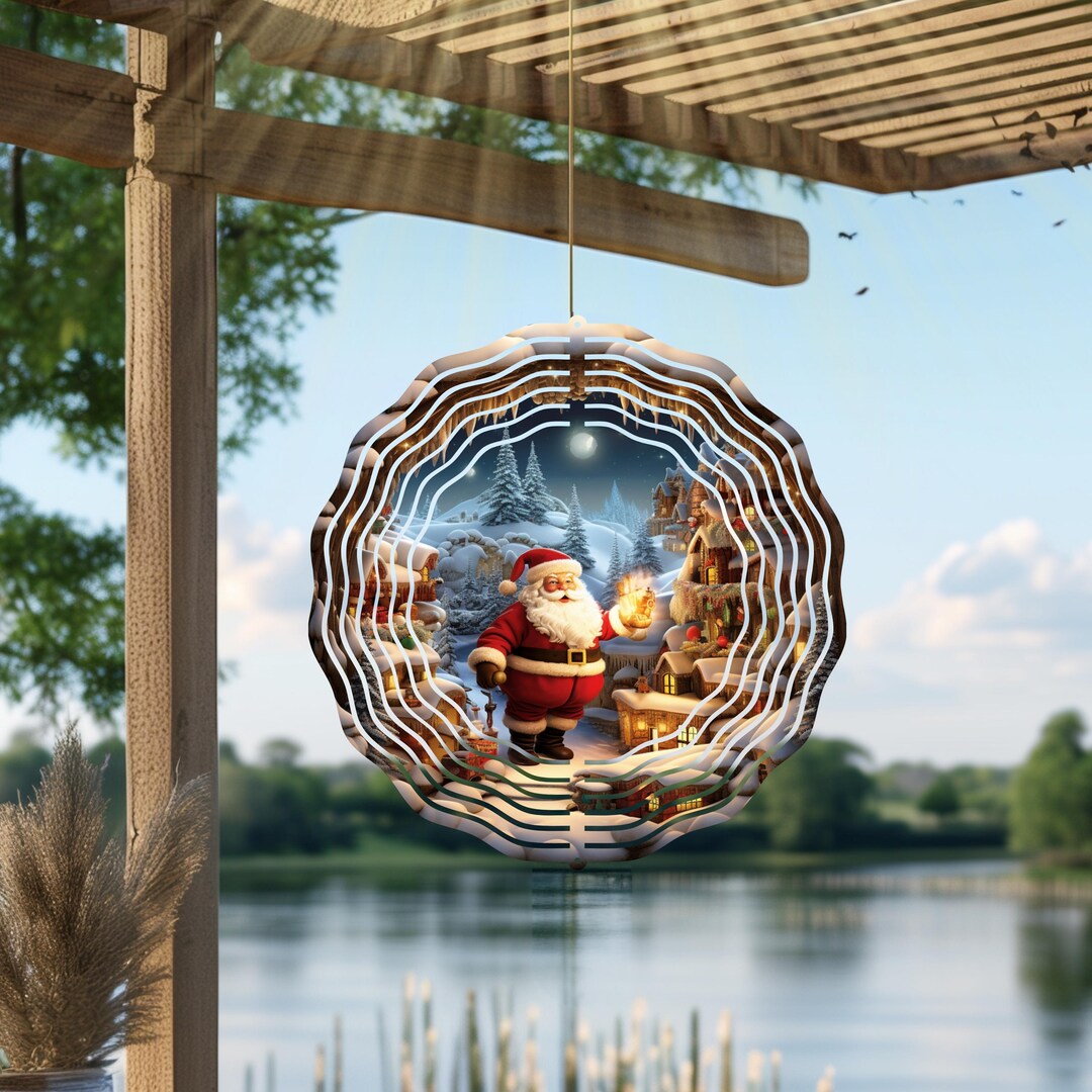 Santa Wind Spinner | Christmas Garden Decor, Holiday Outdoor Art - Etsy